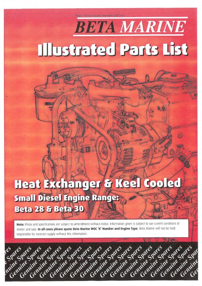Beta Marine Small Diesel Engine BETA 28 30 Parts Manual