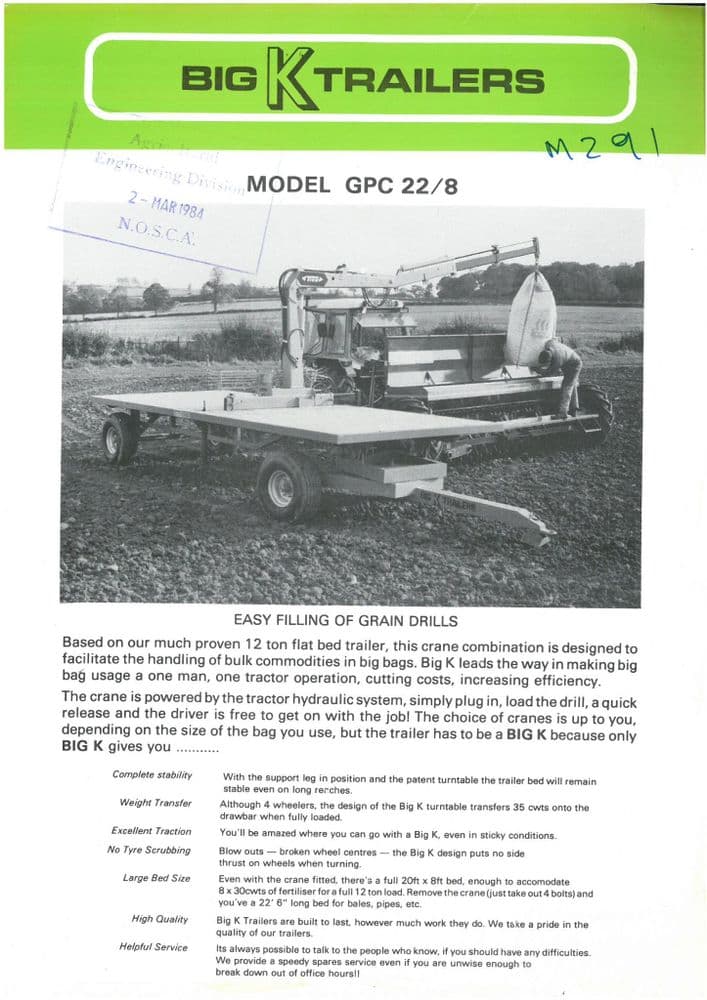 Big K Trailers Grain Drill GPC22/8 Model Brochure