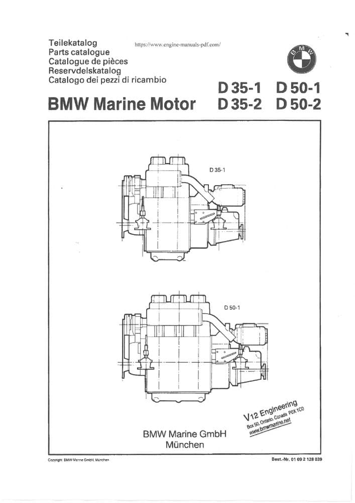 BMW Marine Engine D35-1 D35-2 D50-1 D50-2 Parts Manual