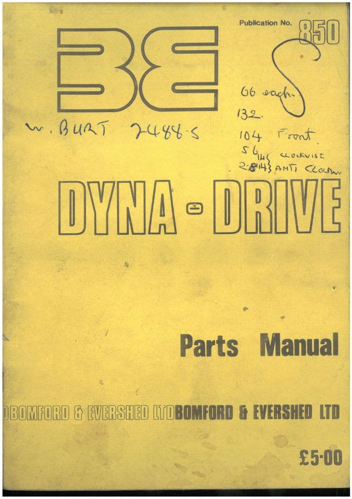 Bomford Dyna Drive 2400 3000 5000 Parts Manual - Dynadrive Cultivator ...