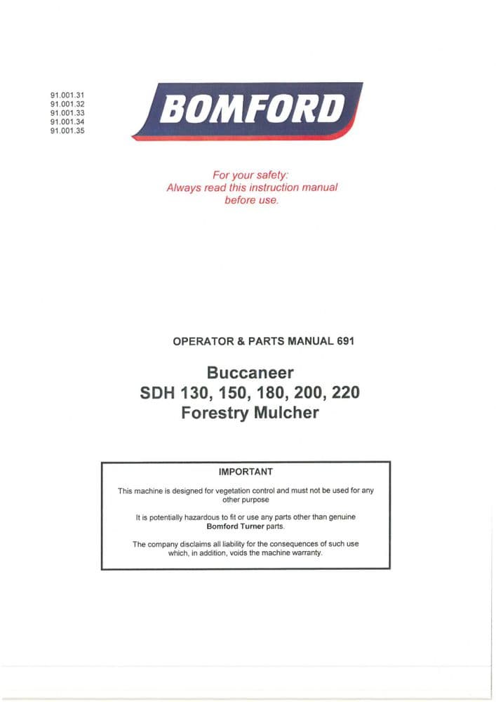 Bomford Forestry Mulcher Buccaneer SDH 130 150 180 200 220 Operators ...