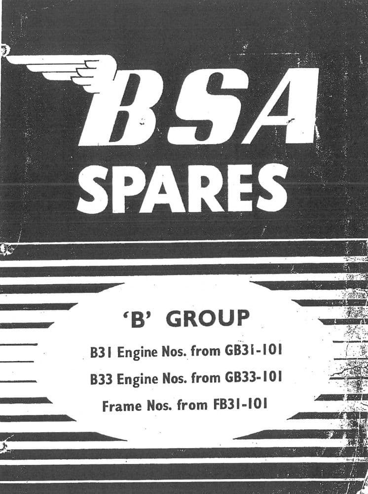 BSA Engine B31 B33 Swing Arm Parts Manual