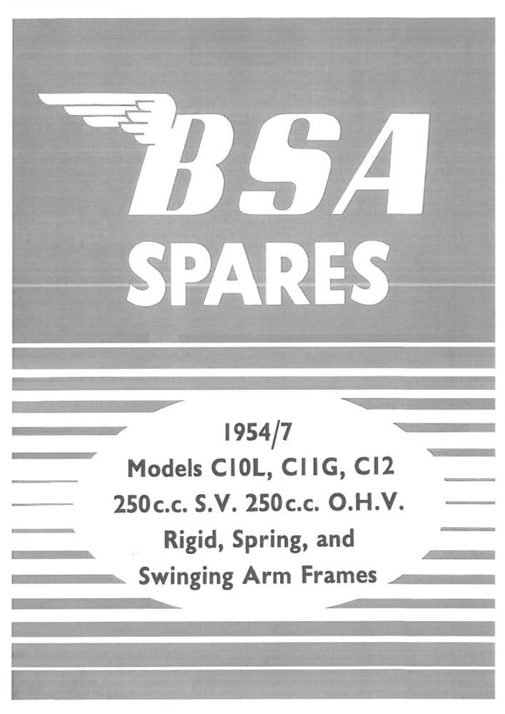 BSA Engine C10L C11G C12 SV & OHV 250cc Rigid & Swinging Arm Frame 1954 ...