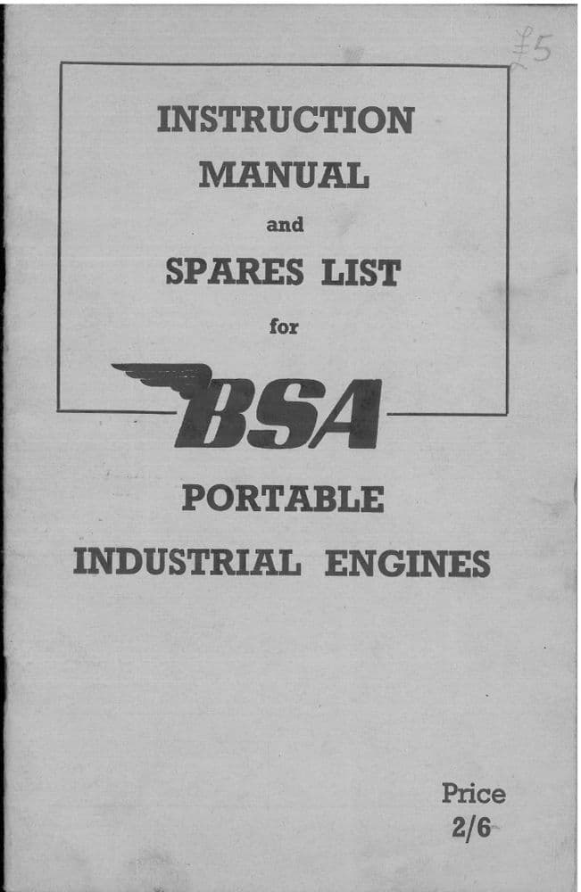 BSA Portable Industrial Engines 320 c c Operators & Parts Manual