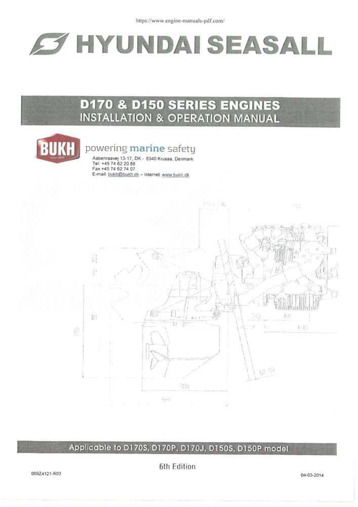 Bukh Hyundai Seasall Marine Engine D170 D150 Operators Manual