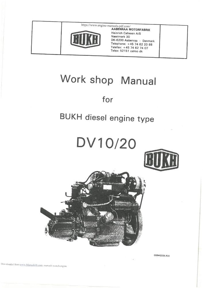 Bukh Marine Diesel Engine DV10 DV20 Workshop Service Manual
