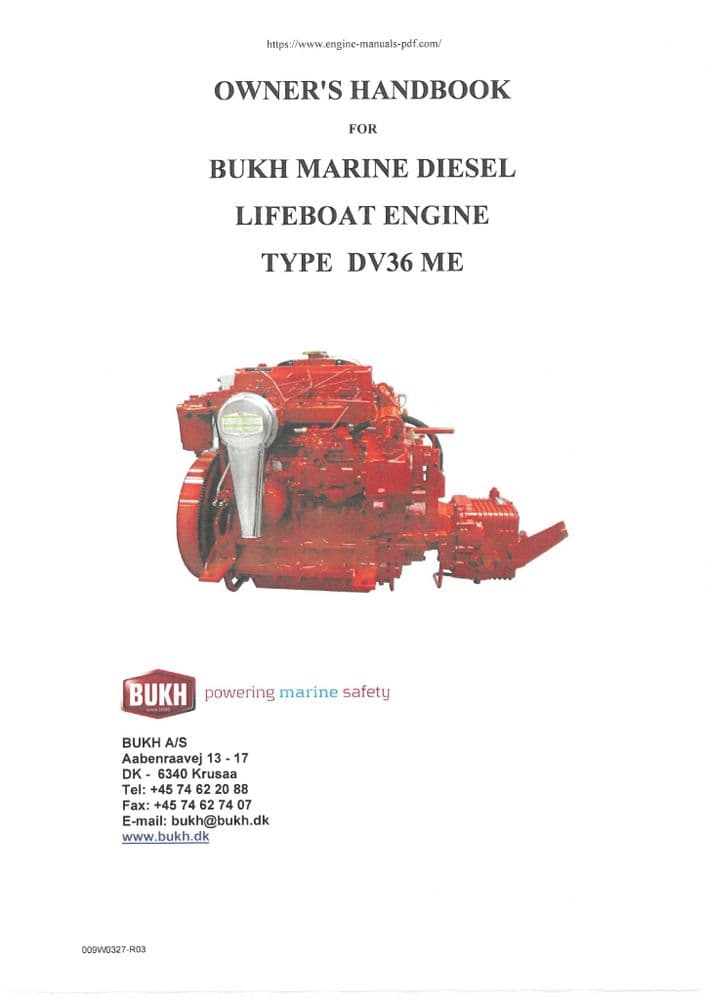 Bukh Marine Diesel Lifeboat Engine DV36ME Operators Manual