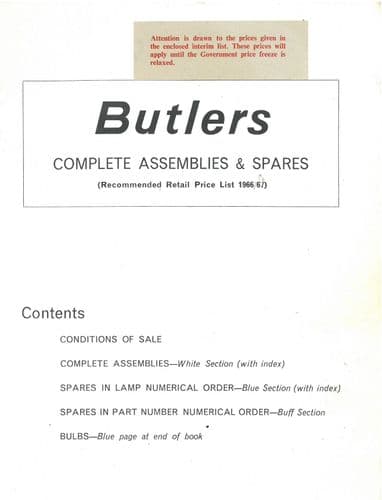 Butler Lamps Catalogue - 1966/67
