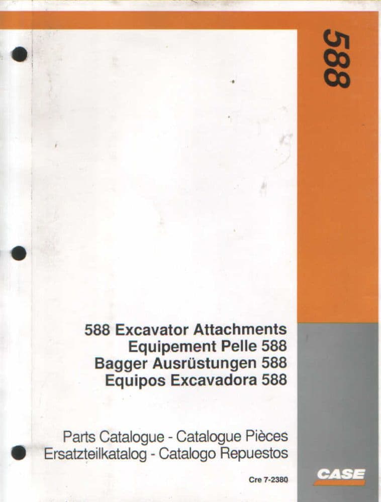 Case 588 Excavator Attachments Parts Manual