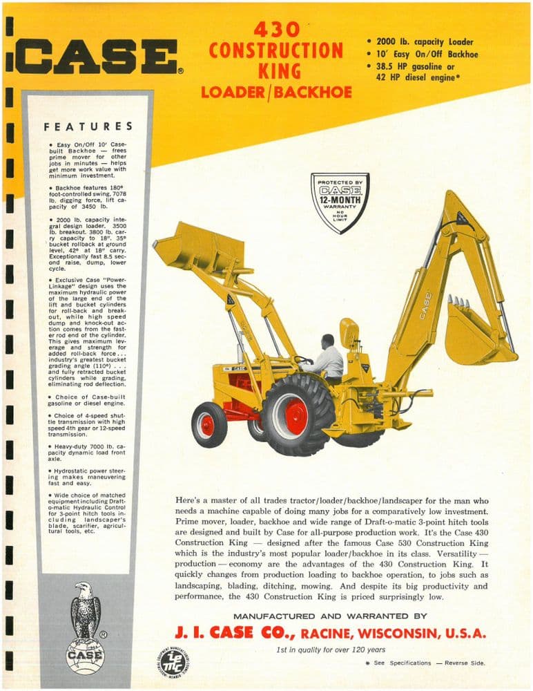 Case Construction King 430 Loader/Backhoe Brochure