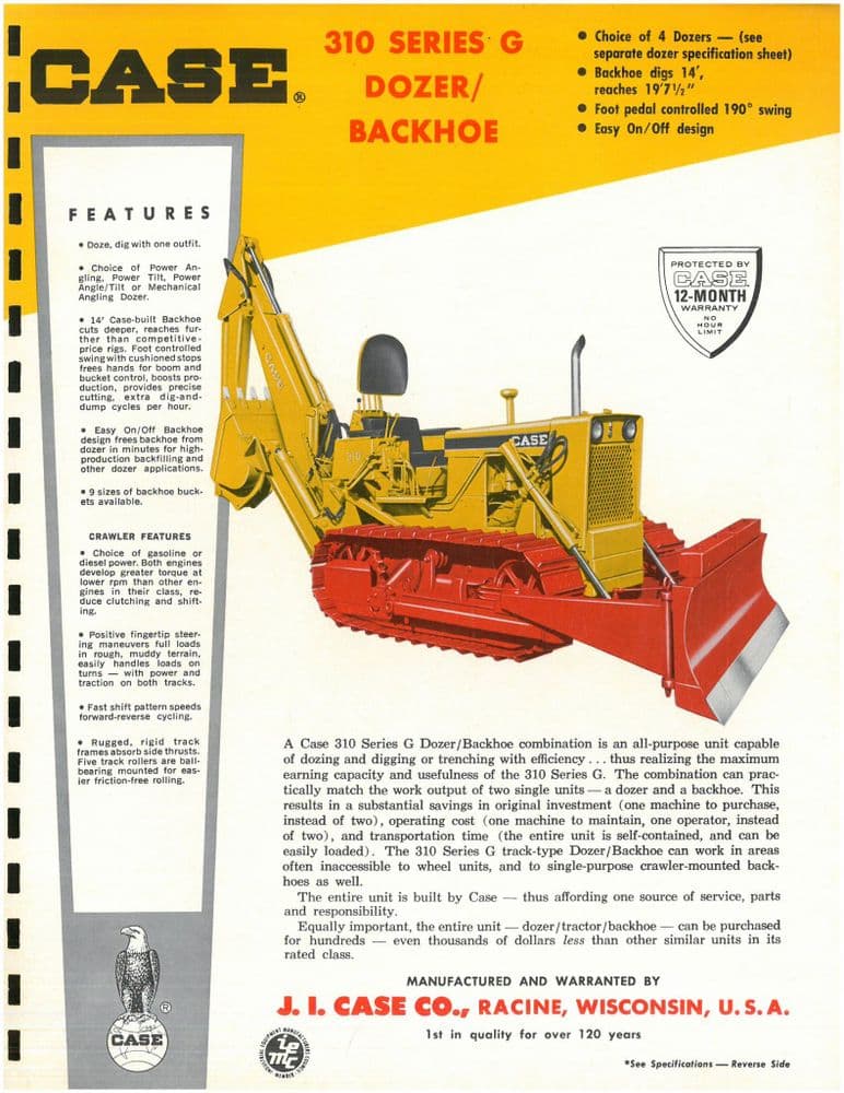 Case Crawler Dozer/Backhoe 310 Series G Brochure