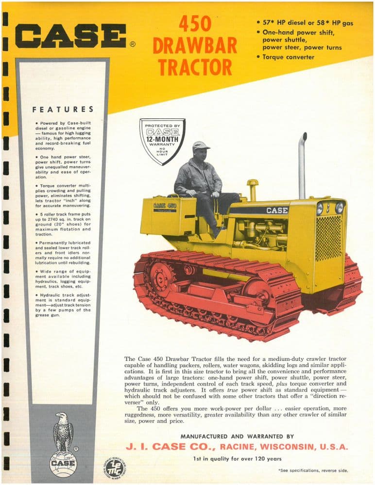 Case Crawler Drawbar Tractor 450 Brochure