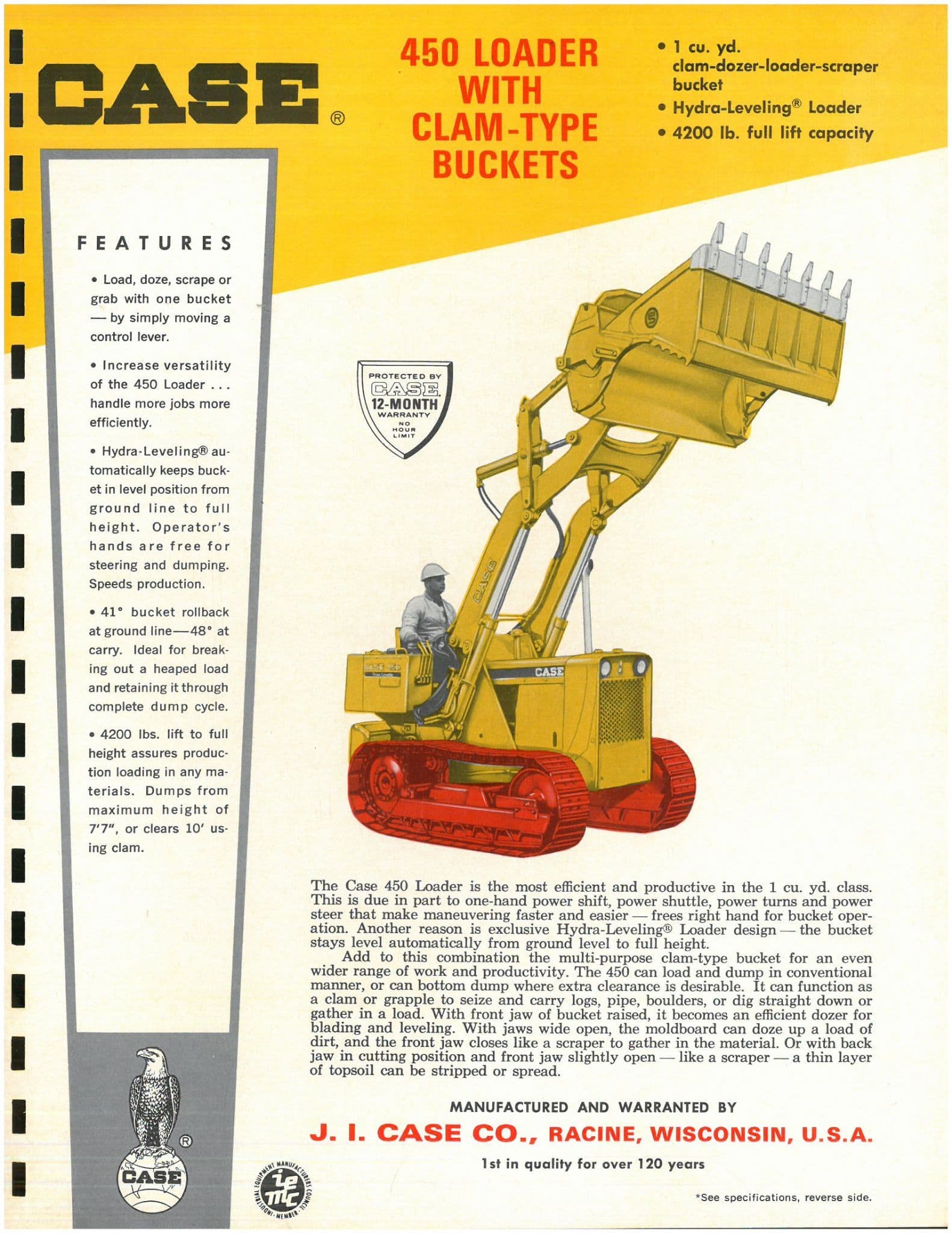Case Crawler Tractor 450 Loader with Clam Type Buckets Brochure