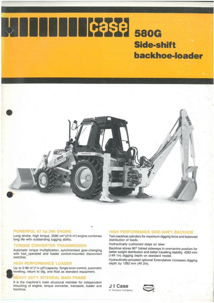Case Digger 580G Side shift Backhoe - Loader Brochure