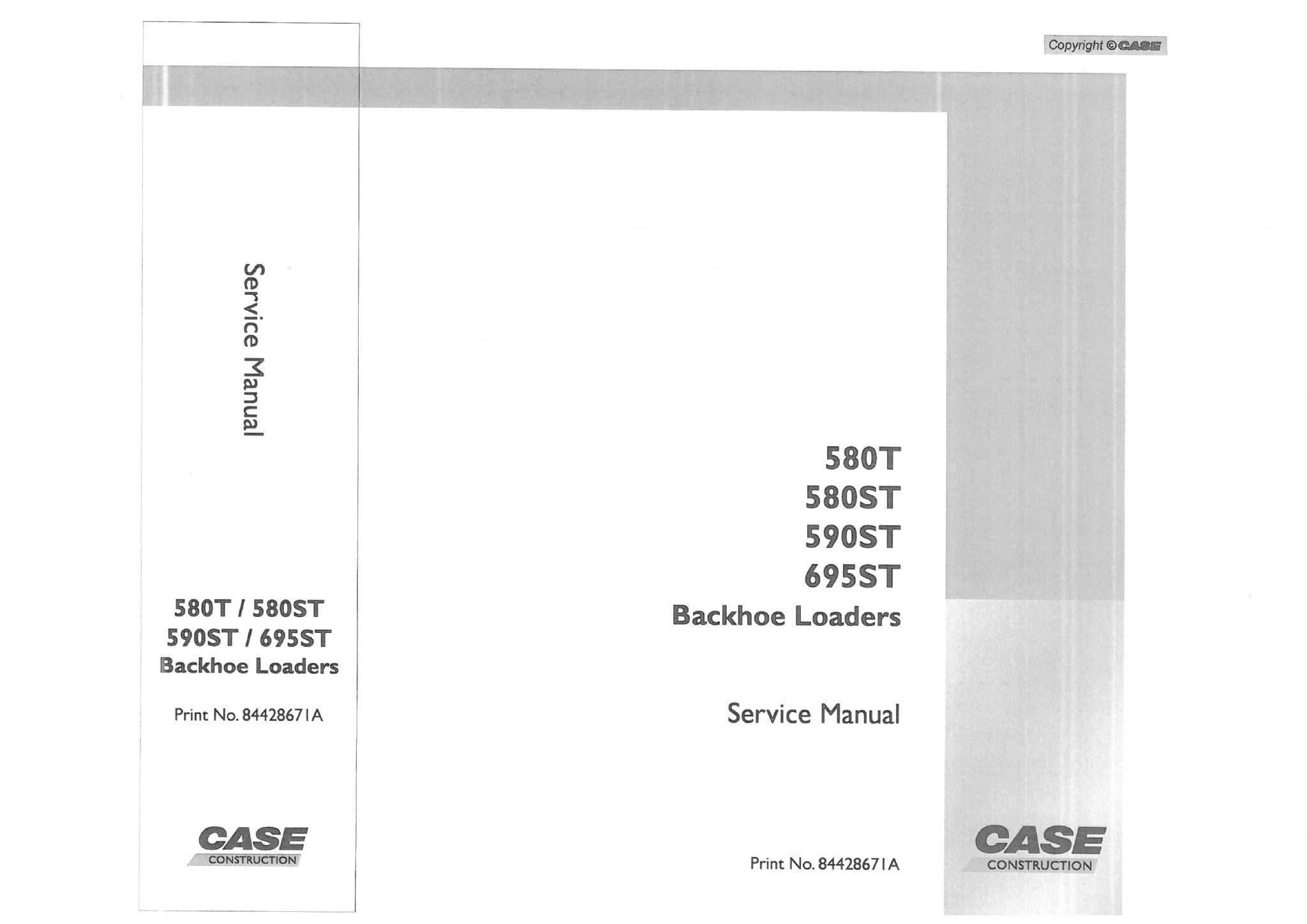 Case Digger Excavator 580T 580ST 590ST 695ST Tractor Loader Backhoe ...