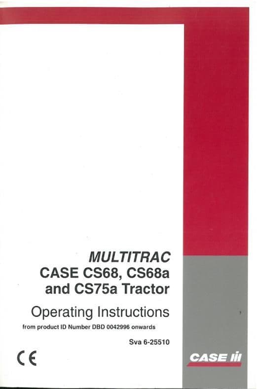 Case IH Tractor CS68 CS68a CS75a Operators Manual