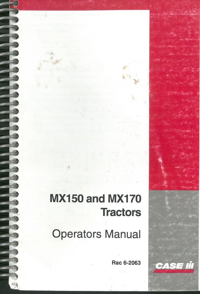 Case IH Tractor MX150 & MX170 Operators Manual - ORIGINAL