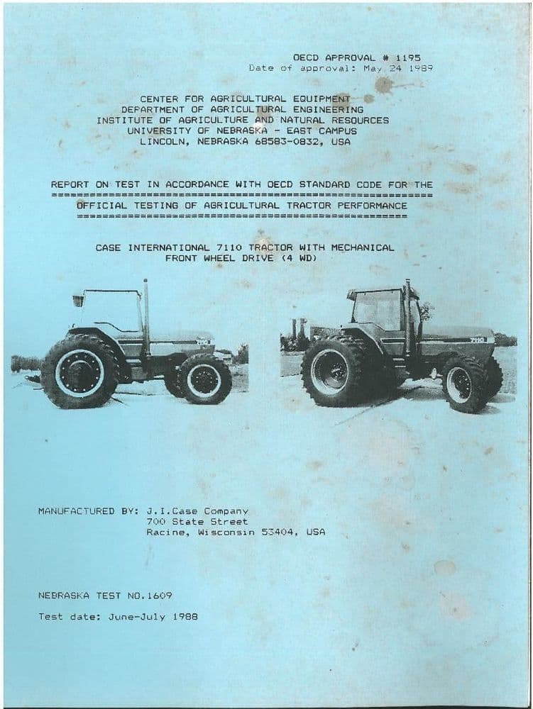 CASE INTERNATIONAL TRACTOR 7110 - MFWD 4WD TEST REPORT - CASE2 ORIGINAL