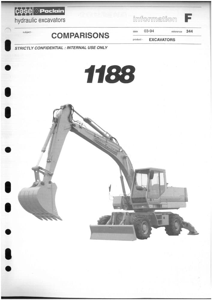 Case Poclain Hydraulic Excavators 1188 Comparisons Brochure