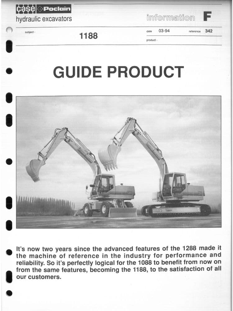 Case Poclain Hydraulic Excavators Product Guide 1188 Brochure