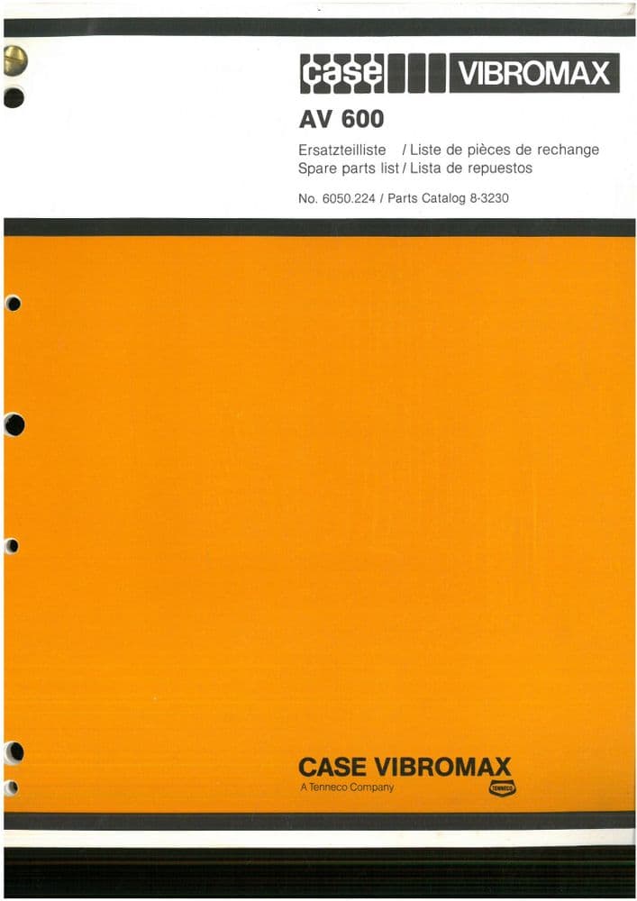 Case Vibromax Vibrating Plate AV 600 Parts Manual - AV600 - ORIGINAL