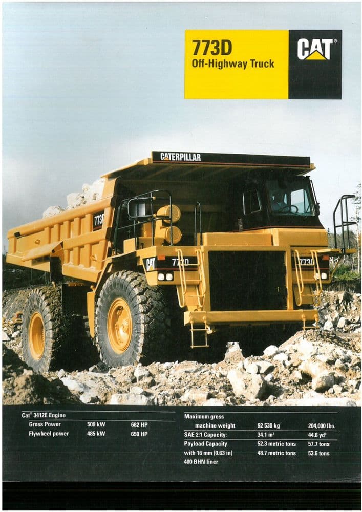 Cat Caterpillar 773D Off-Highway Truck Brochure