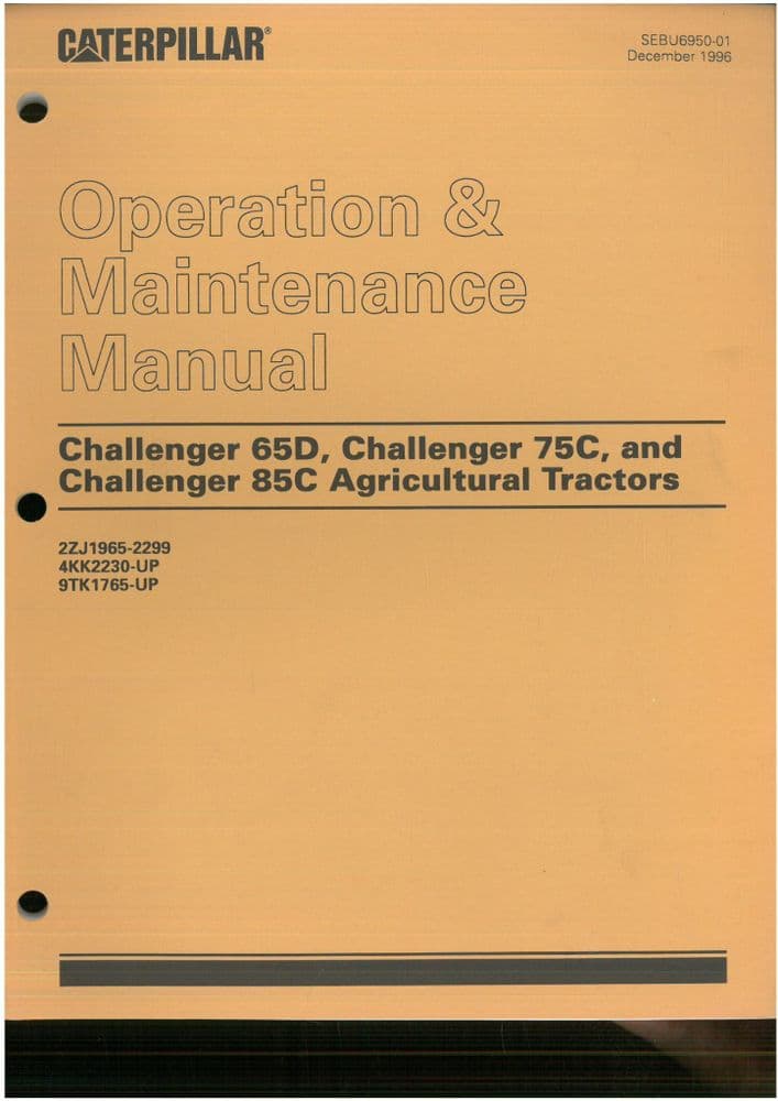 CAT Caterpillar Agricultural Tractor Challenger 65D 75C 85C Operators ...