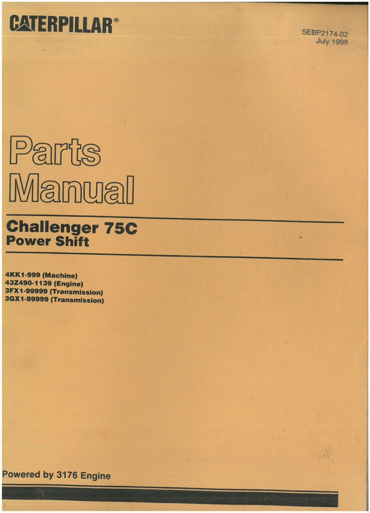 CAT Caterpillar Track-Type Tractor Challenger 75C Power Shift Parts ...