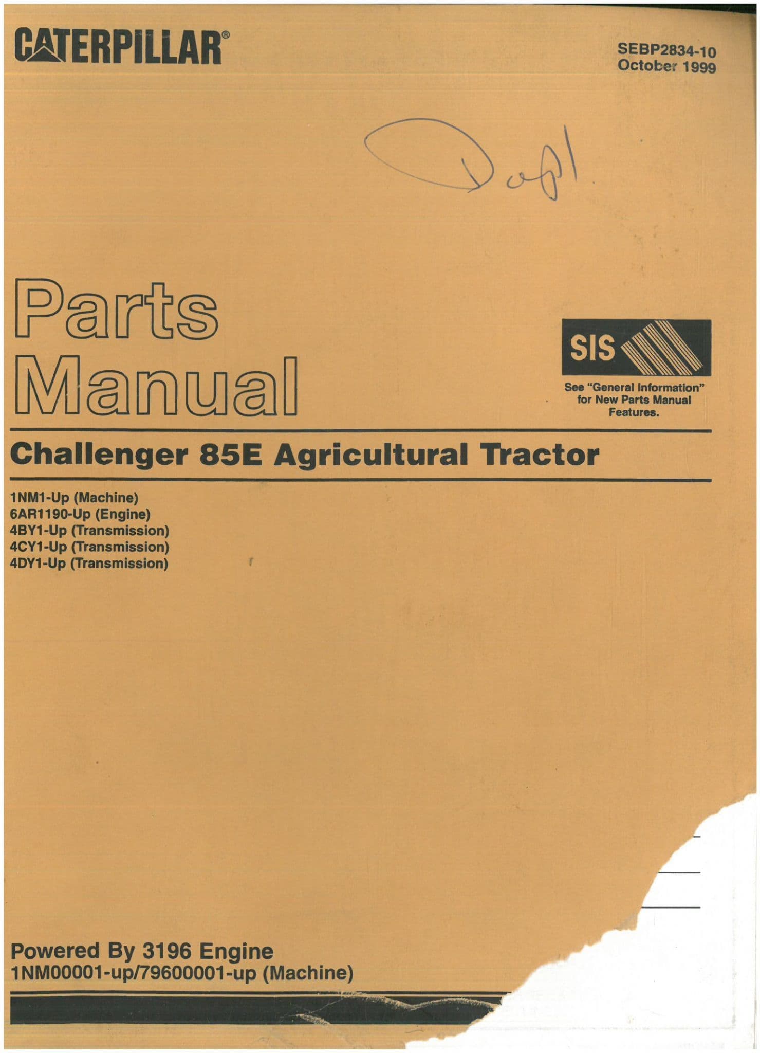 CAT Caterpillar Track-Type Tractor Challenger 85E Parts Manual - ORIGINAL