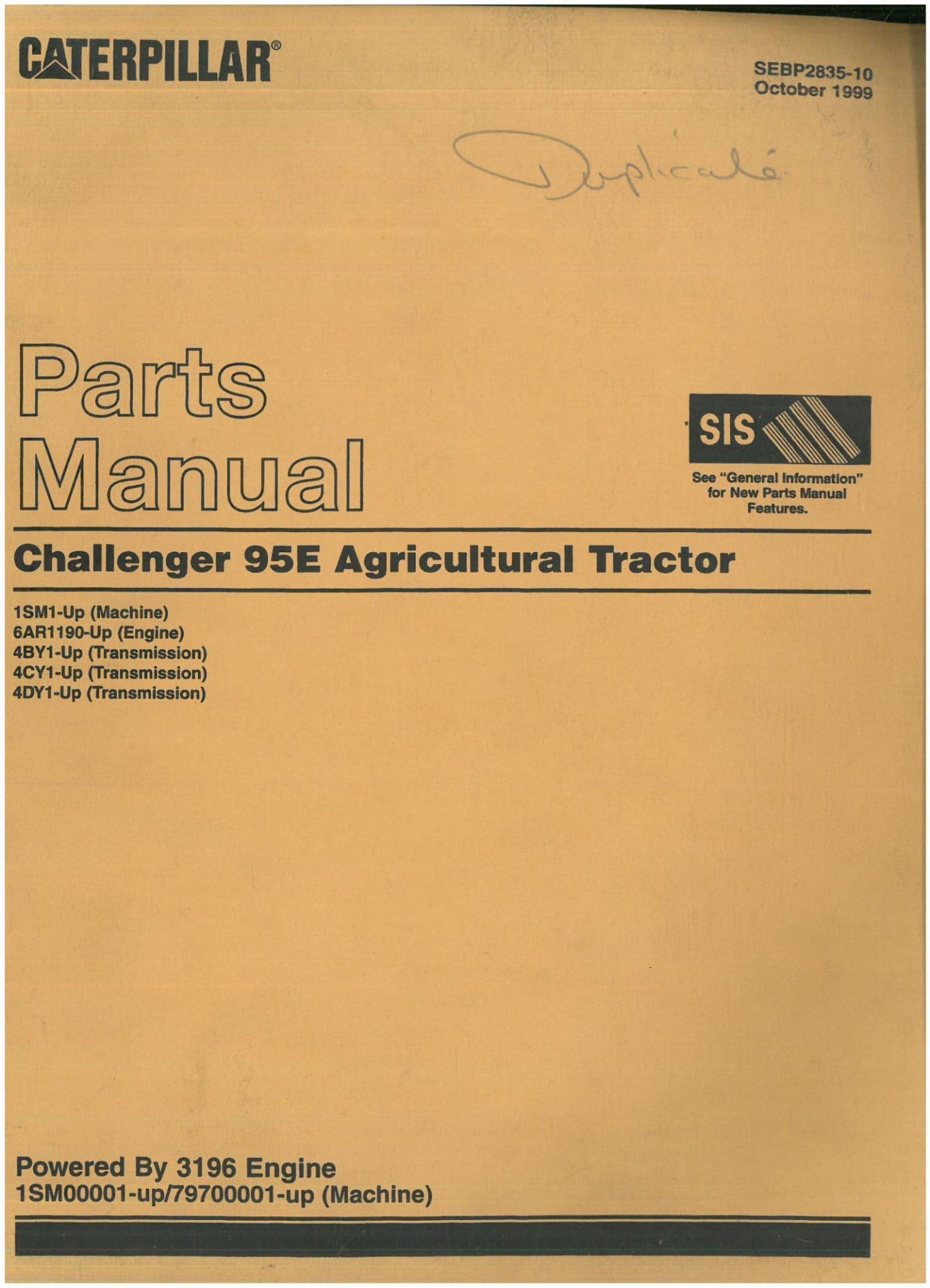 CAT Caterpillar Track-Type Tractor Challenger 95E Parts Manual - ORIGINAL