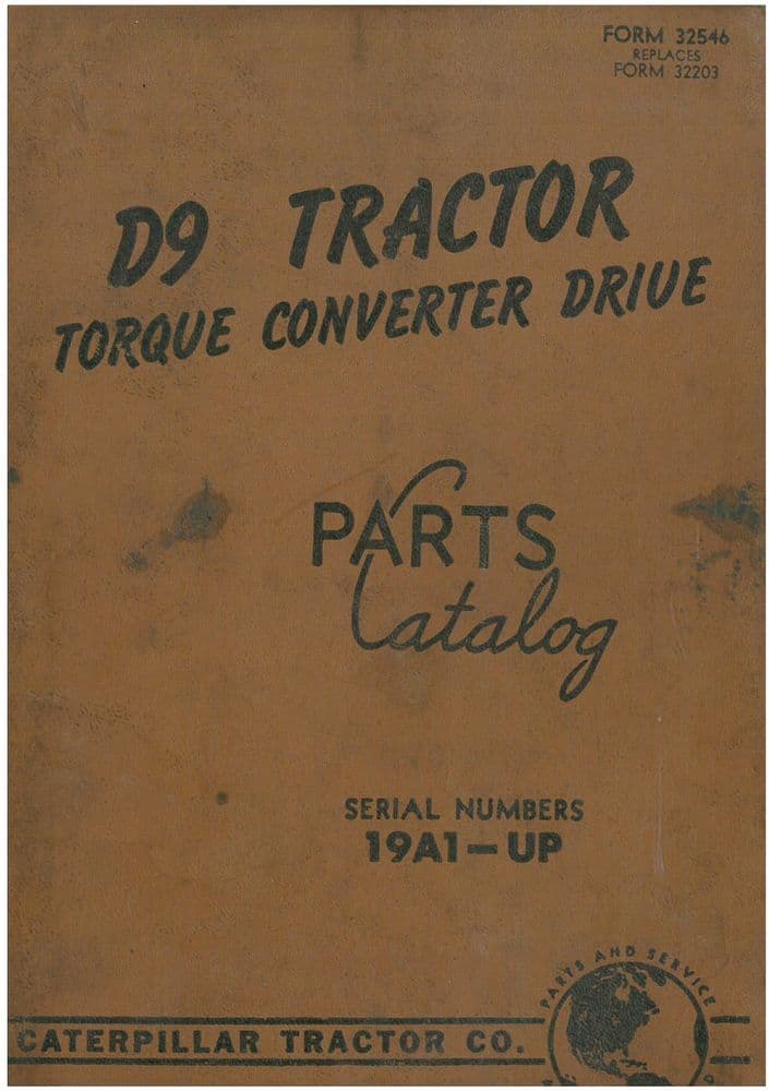 CAT Caterpillar Tractor Torque Converter Drive D9 Parts Manual - ORIGINAL