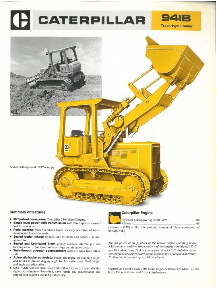 Caterpillar 941B Track Type Tractor Loader 941 B Brochure