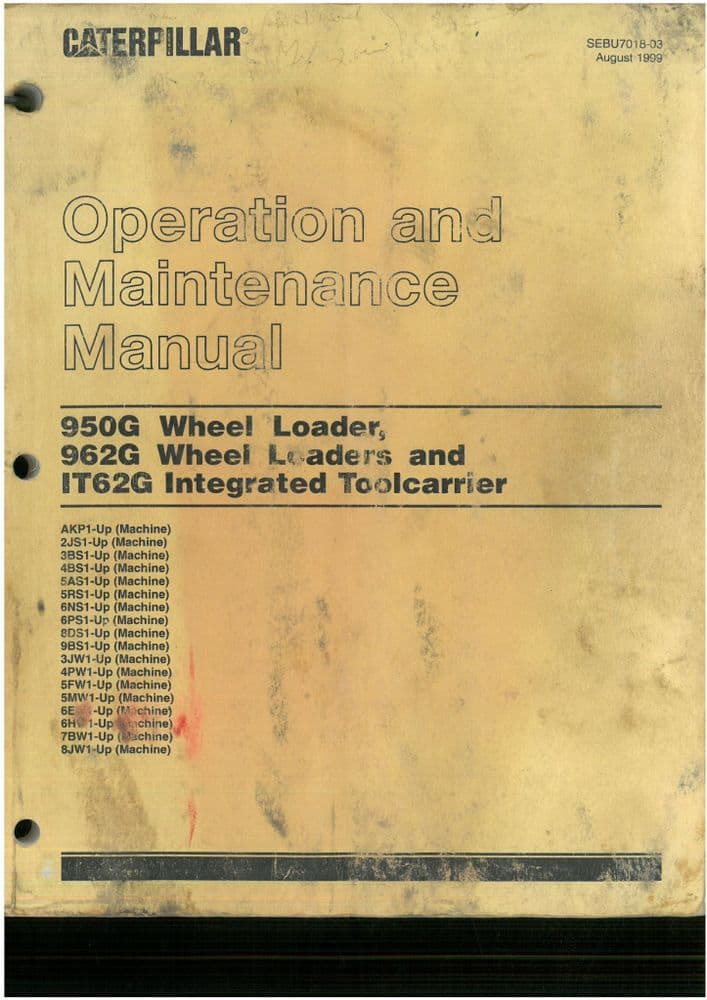 Caterpillar 950G 962G Wheel Loader IT62G Integrated Toolcarrier ...
