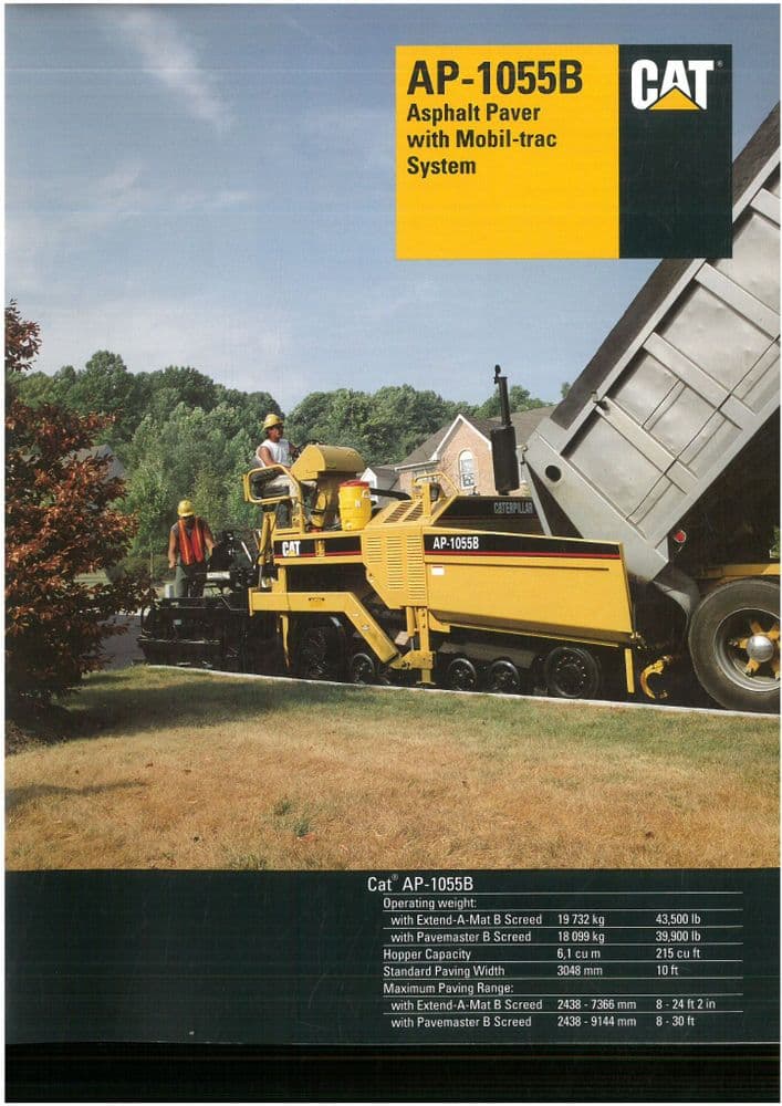 Caterpillar CAT Asphalt Paver With Mobil-Trac System AP-1055B Brochure