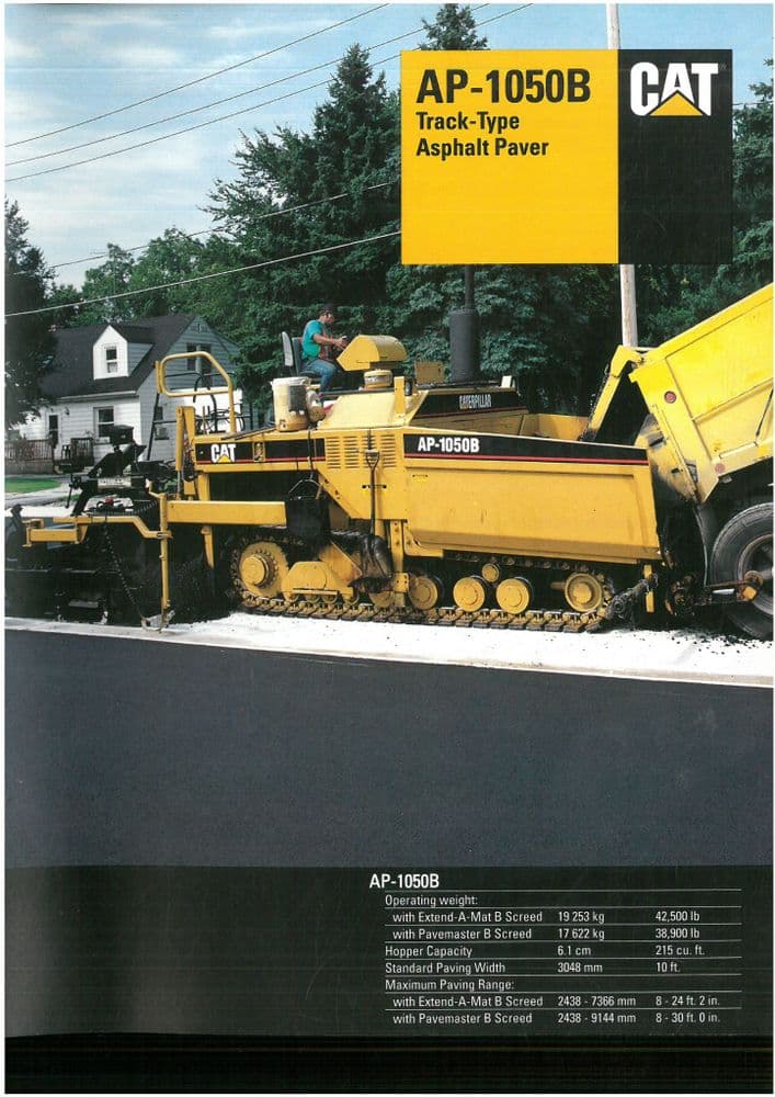 Caterpillar CAT Track-Type Asphalt Paver AP-1050B Brochure