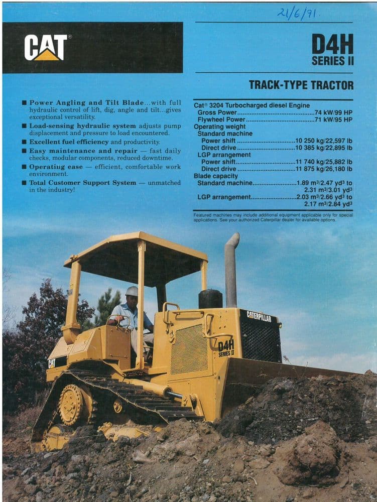 Caterpillar CAT Track Type Tractor D4H Series II Brochure