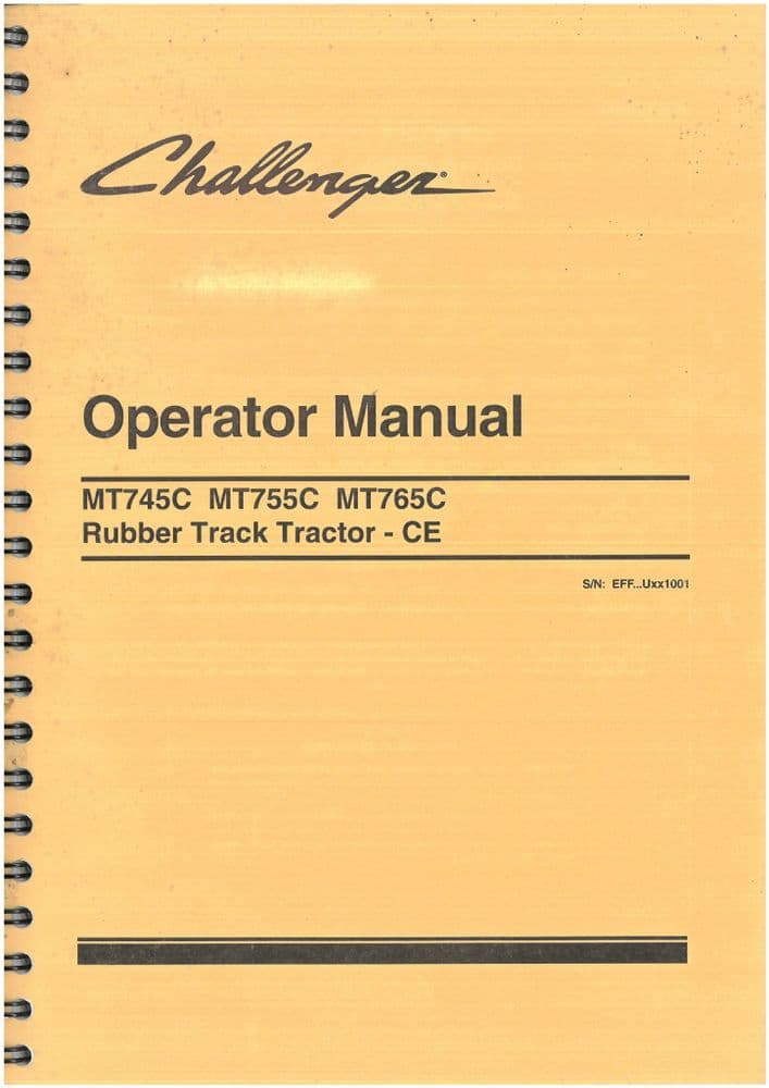 Caterpillar Challenger Tractor MT745C MT755C MT765C Operators Manual