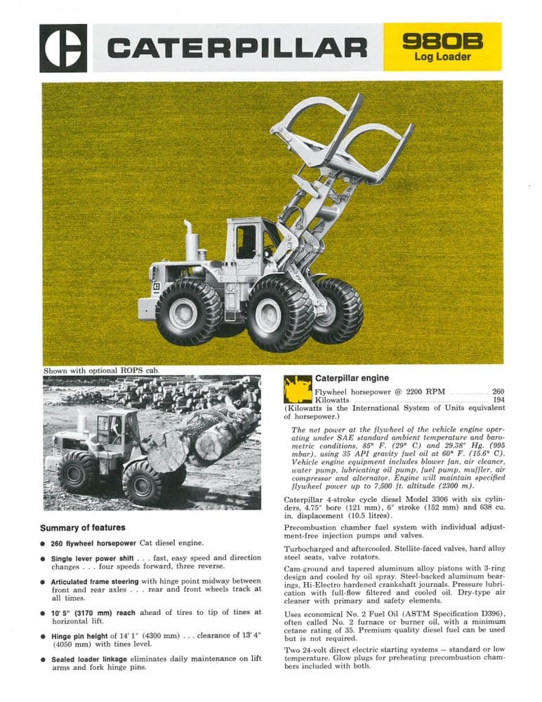 Caterpillar Log Loader 980B Brochure