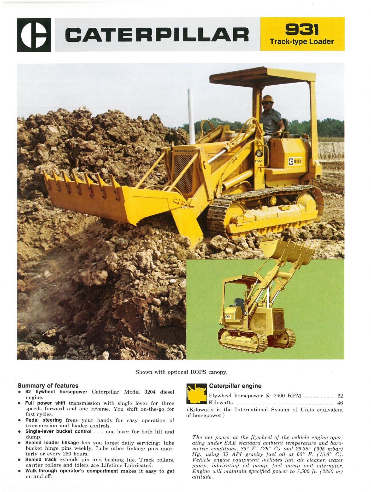 Caterpillar Track Type Loader Tractor 931 Brochure