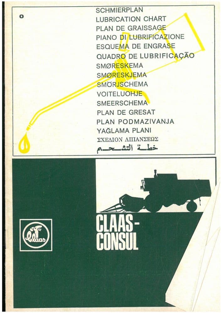 Claas Combine Consul Lubrication Chart Manual - ORIGINAL