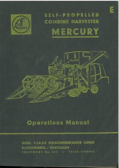 Claas Combine Mercury Operators Manual