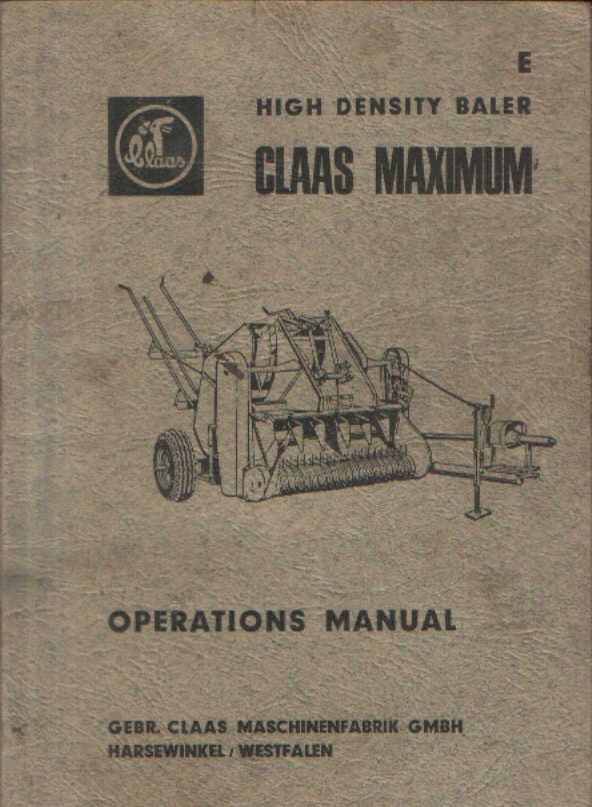 Claas Maximum Baler Operators Manual