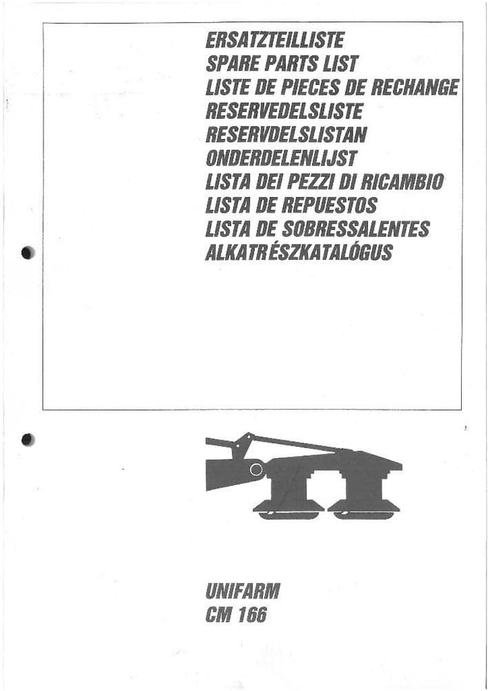 Claas Mower Unifarm CM166 Parts Manual