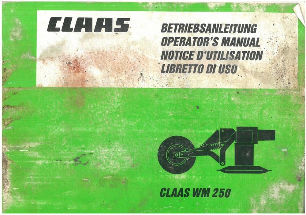 Claas Mower WM250 Operators Manual - WM 250