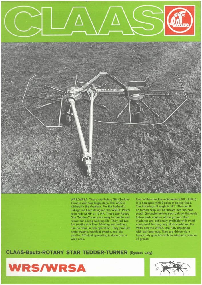 Claas Rotary Star Tedder Turner WRS & WRSA Brochure