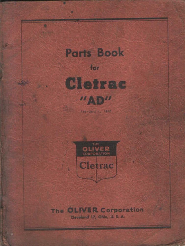 Cletrac AD Crawler Tractor Parts Manual