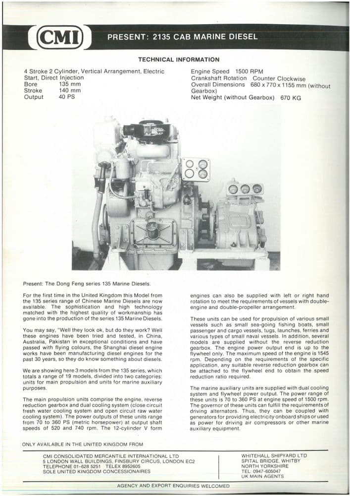 CMI Marine Diesel Engines 2135 Brochure
