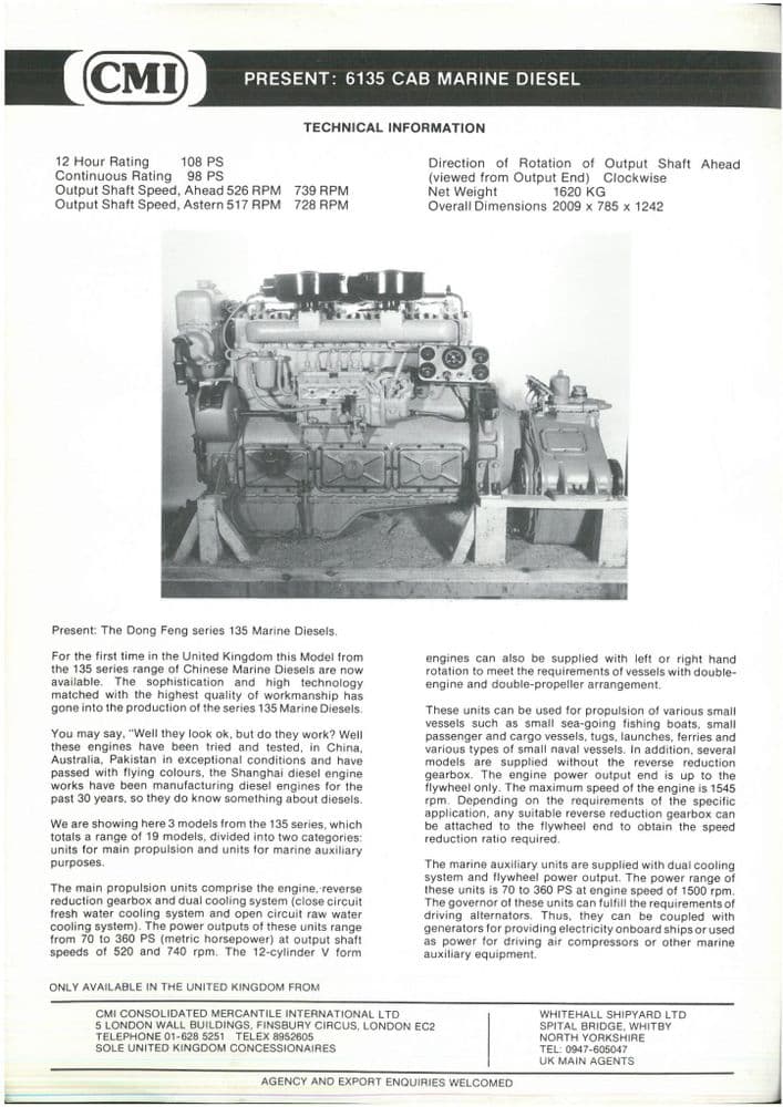 CMI Marine Diesel Engines 6135 Brochure