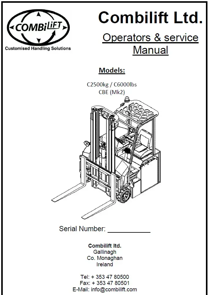 Combilift Forklift Truck C2500Kg/C6000Lbs Operator s & Service Manual