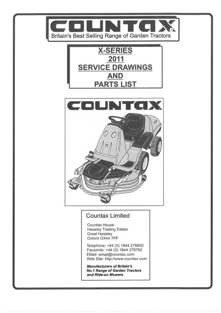 Countax Garden Tractor X15 X16 X18 X20 X25-4WD Series Parts Manual